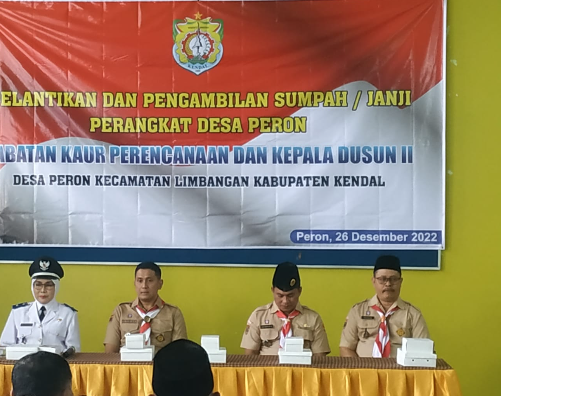 Pelantikan dan Pengambilan Sumpah/Janji Perangkat Desa peron Tahun 2022